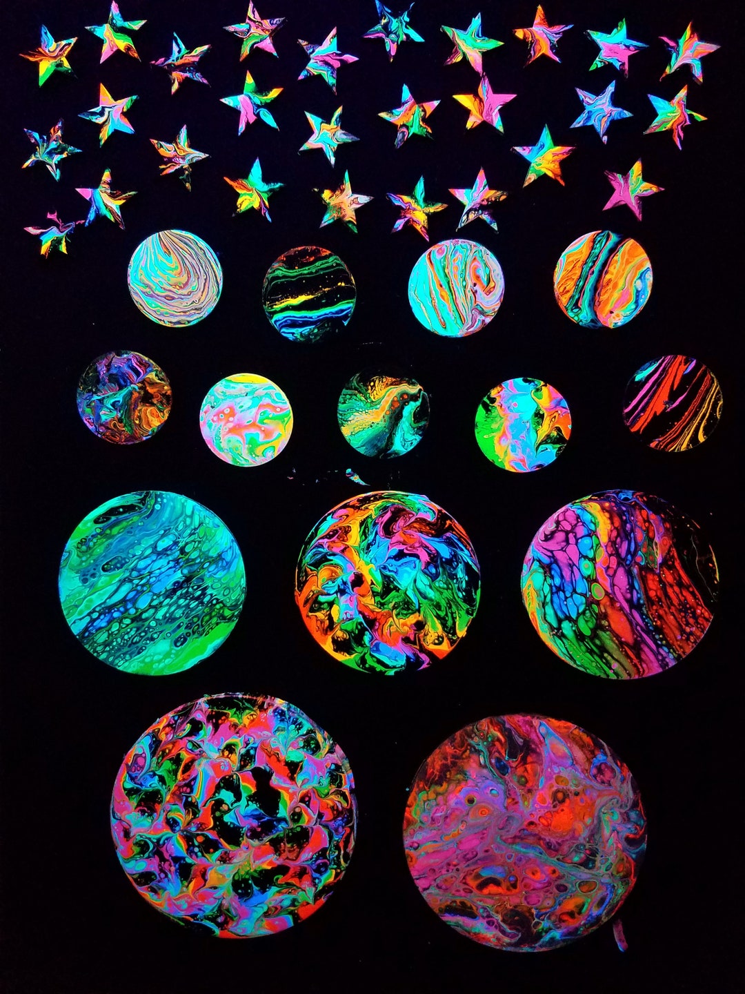 41 Pc Set- 27 Small Stars, 9 Small Planets, 3 Medium Planets, 2 Large ...