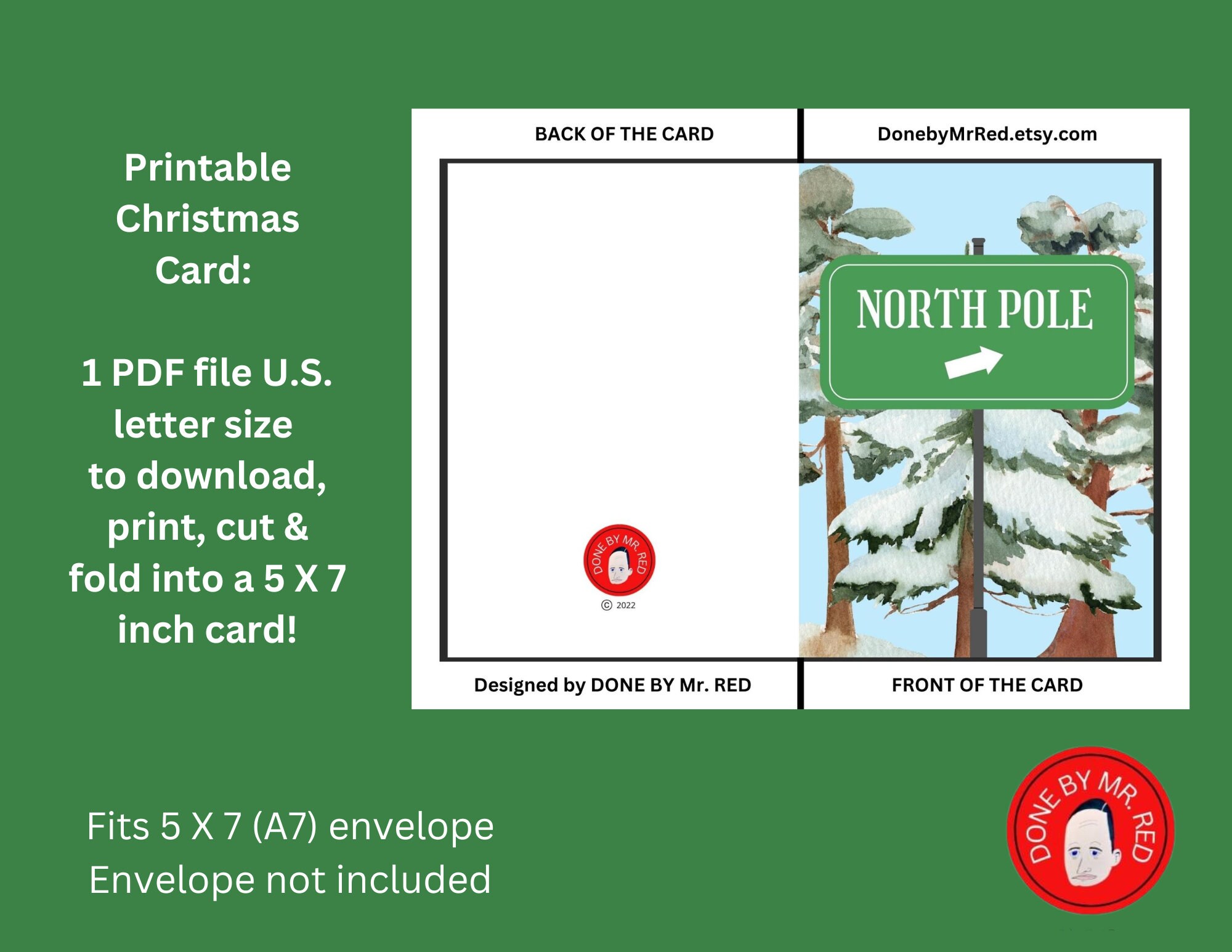 Christmas Card, Digital Download Christmas Card, Instant Download ...