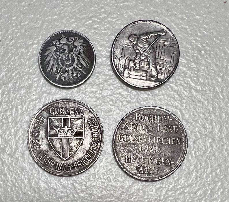German Empire / Weimar Coins 1918 5, 10, 25, and 50 Pfennig Coins, Lot ...
