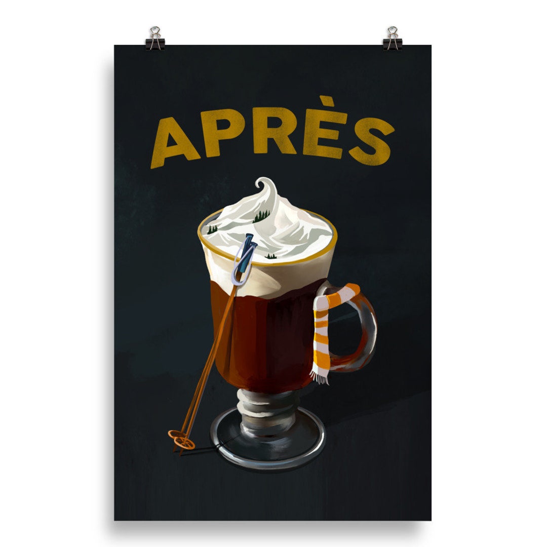 Apres Ski Hot Chocolate Cocktail Art Print: Chalet Bar Decor - Etsy