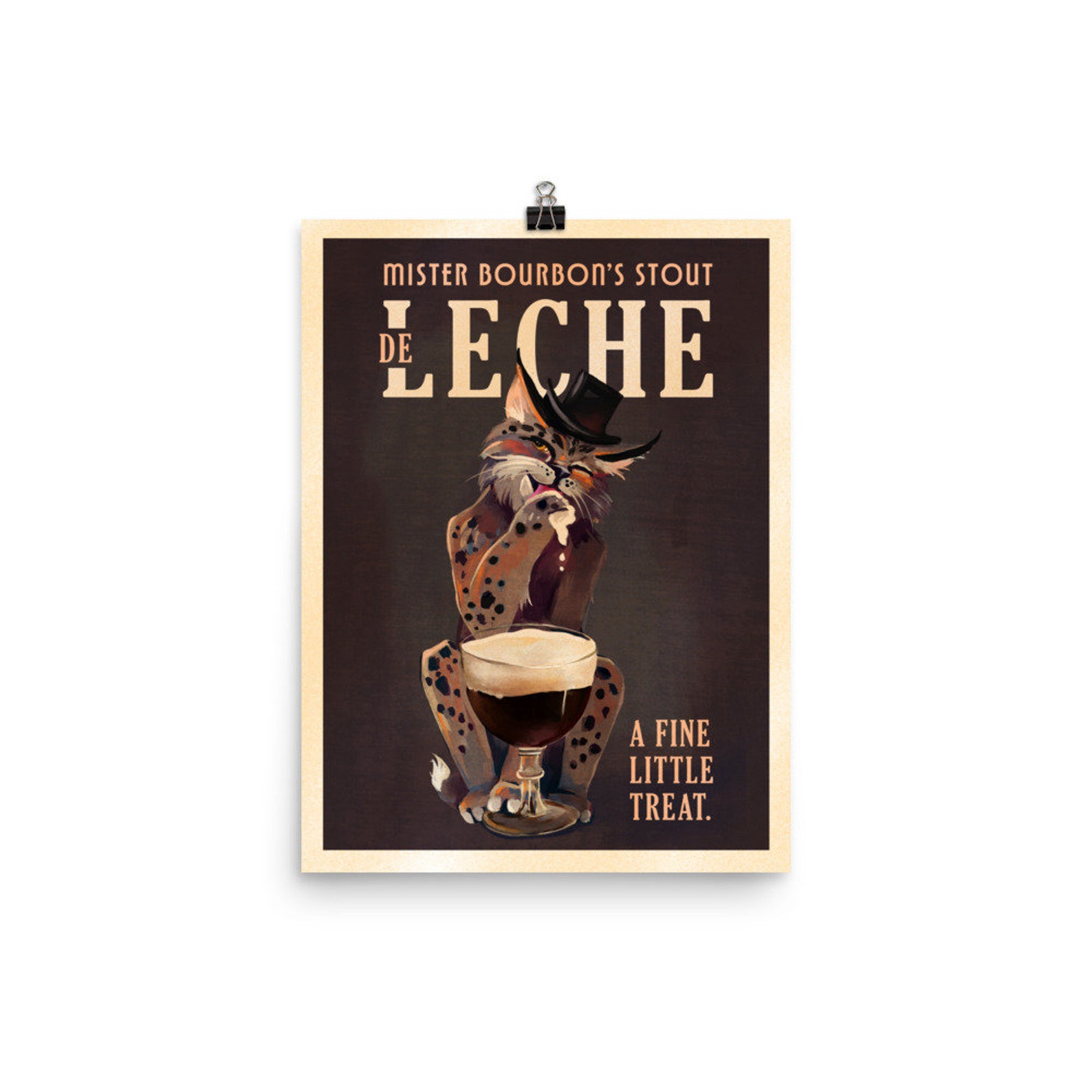 Vintage Art Deco Bourbon Stout Poster. Cool Beer Lover Print of A Cat ...