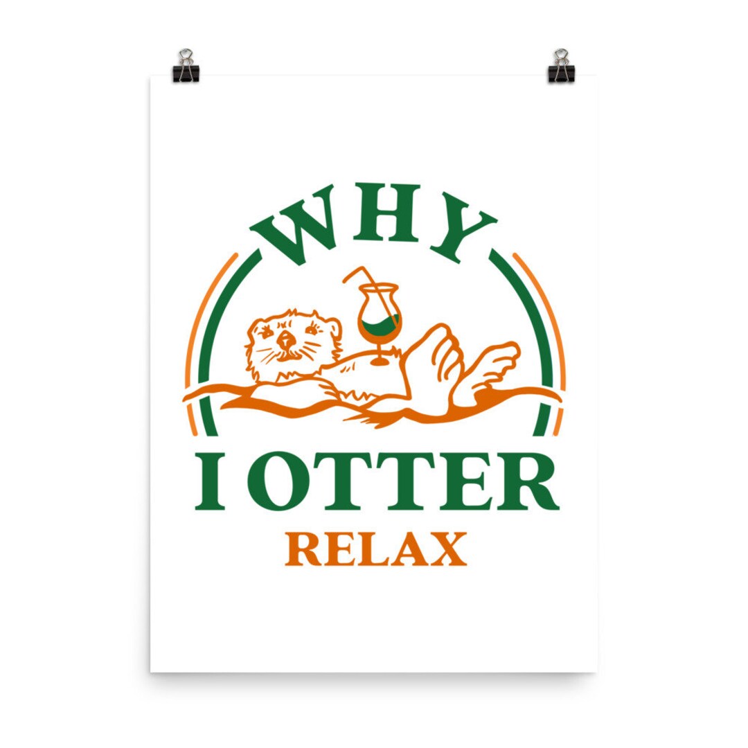 Funny Otter Poster. Cute Sea Otter Drinking Alcohol Poster Print ...