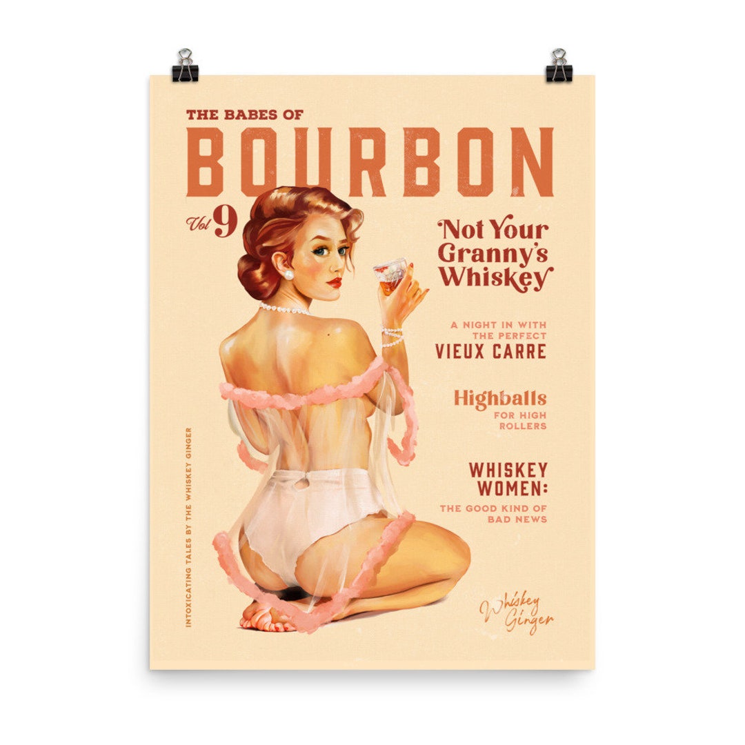 Babes of Bourbon Poster. Whiskey Pin up Girl Art Print. Retro Alcohol Wall Art. 1950s Sexy ...