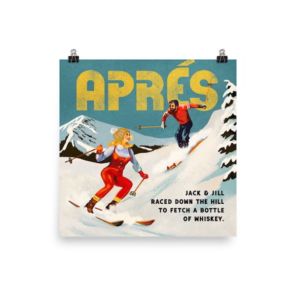 Vintage Ski Bunny Poster - Etsy