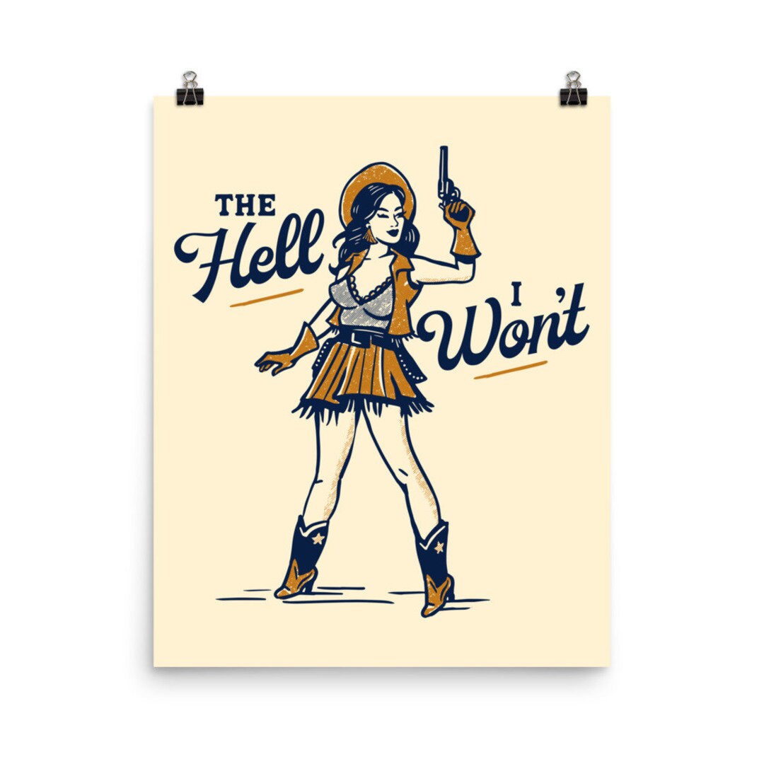 Retro Cowgirl Art Print: Cheeky Western Illustration - Etsy