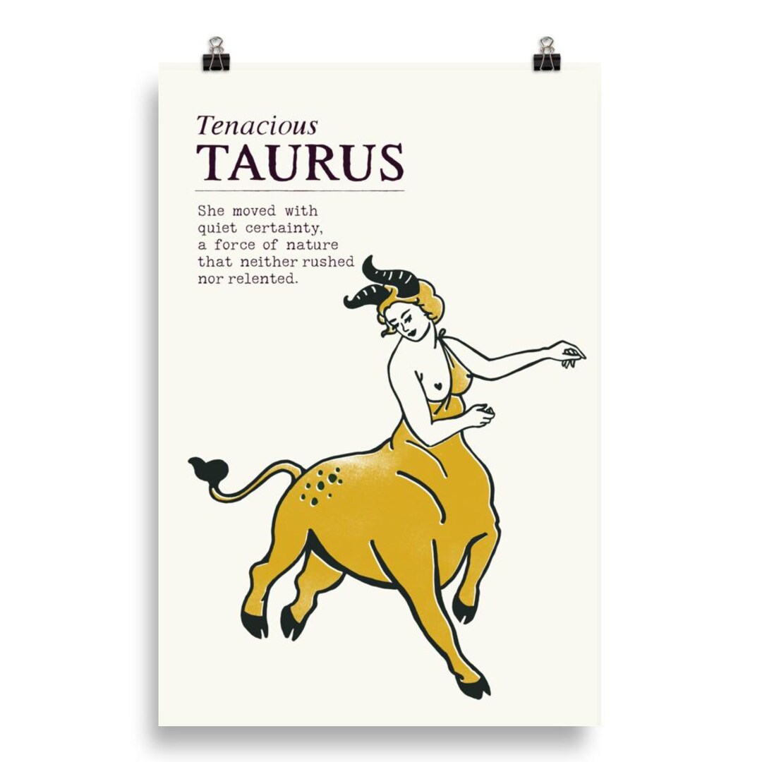 Taurus Zodiac Poster: Boho Astrology Art, April May Birthday - Etsy