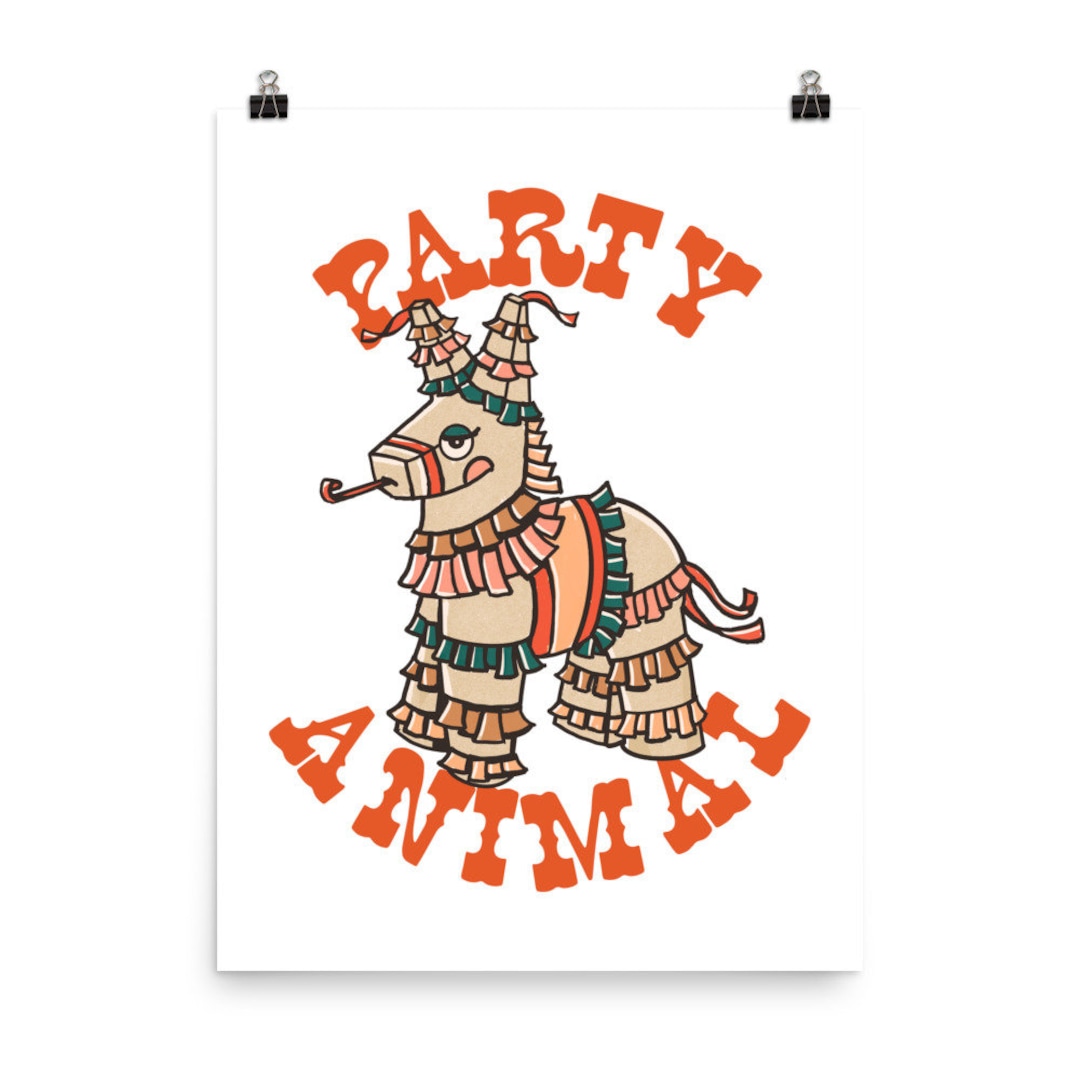 Party Animal Donkey Pinata Poster. Funny Birthday Burro Mexico - Etsy