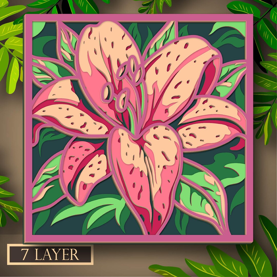 Lily Multilayer SVG, Digital File Lily 3d for Cutting Plywood, File for ...