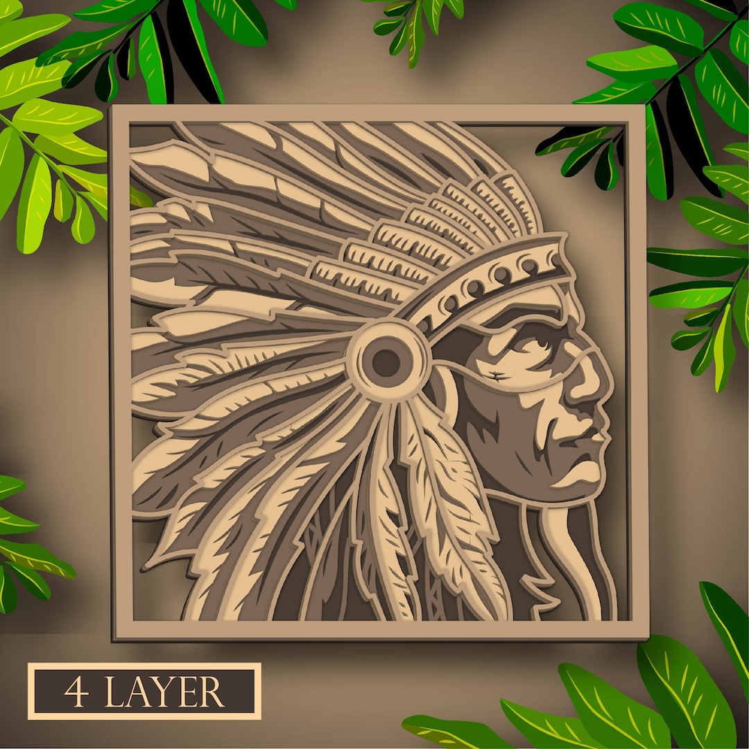 American Native Multilayer SVG, Digital File for Cutting Plywood, Paper ...