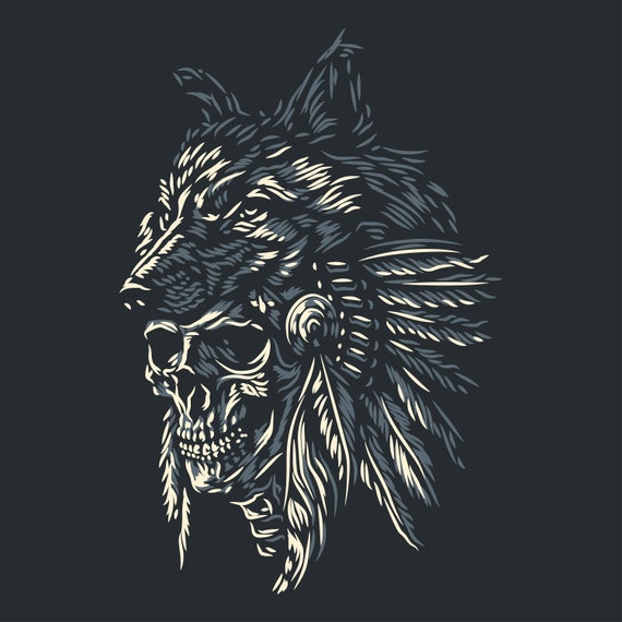 Wolf Skull Svg Digitale Datei Wolf Skull Zum Ausdrucken Auf Etsyde