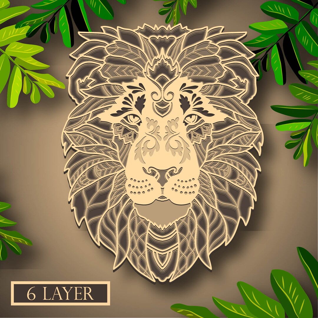Lion Multilayer SVG, Digital File Lion Mandala 3D for Cutting Plywood ...