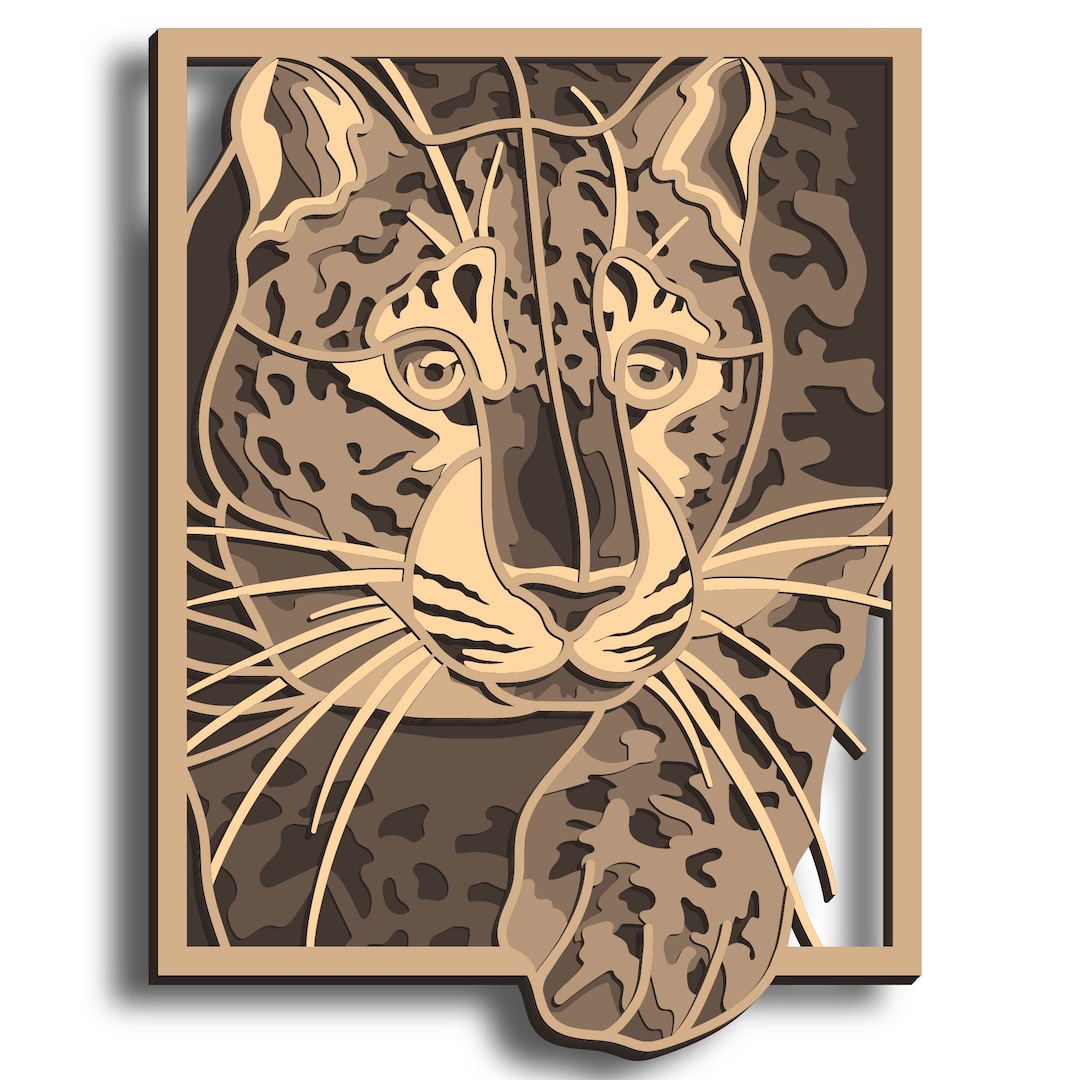 Leopard Multilayer SVG, Digital File Leopard Mandala 3D for Cutting ...