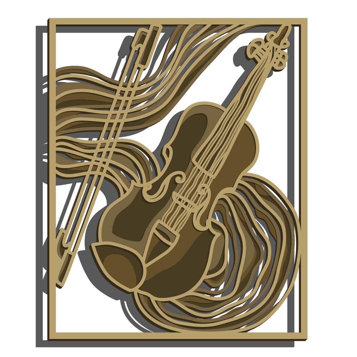 Violin Multilayer SVG Digital File Violin Mandala 3D for - Etsy