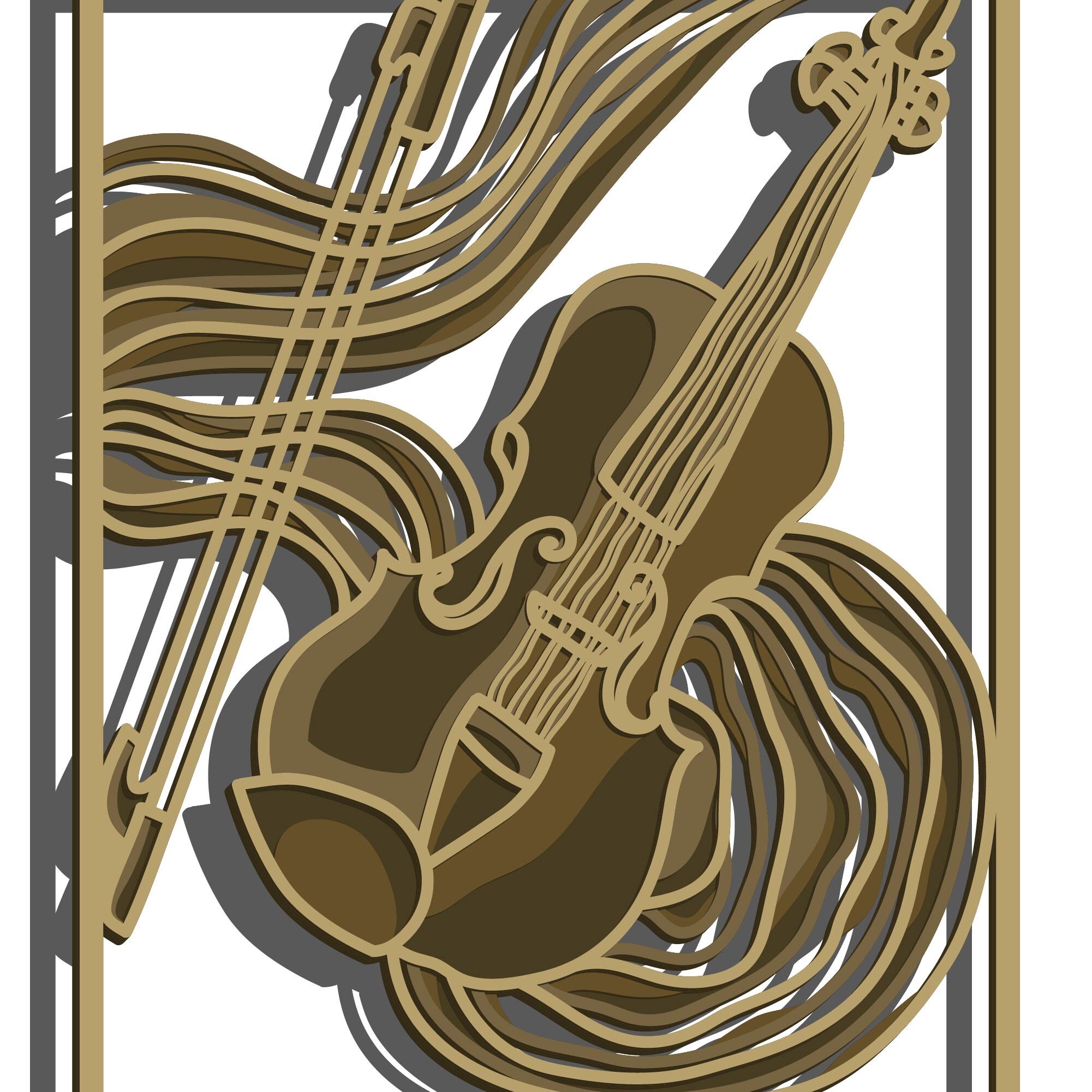 Violin Multilayer SVG Digital File Violin Mandala 3D for - Etsy