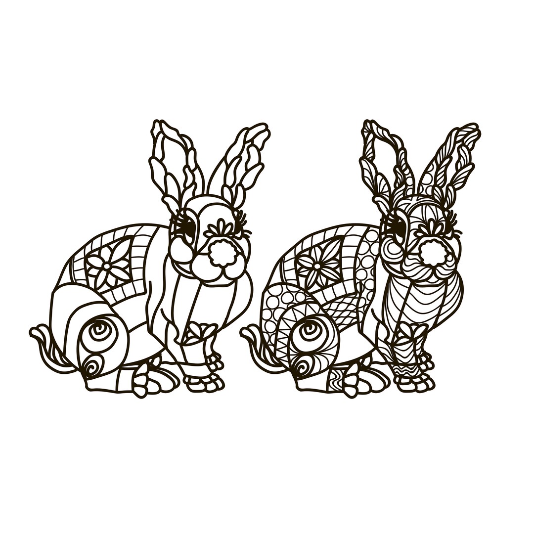 Rabbit Mandala SVG, Digital File Rabbit Mandala for Cutting Plywood ...