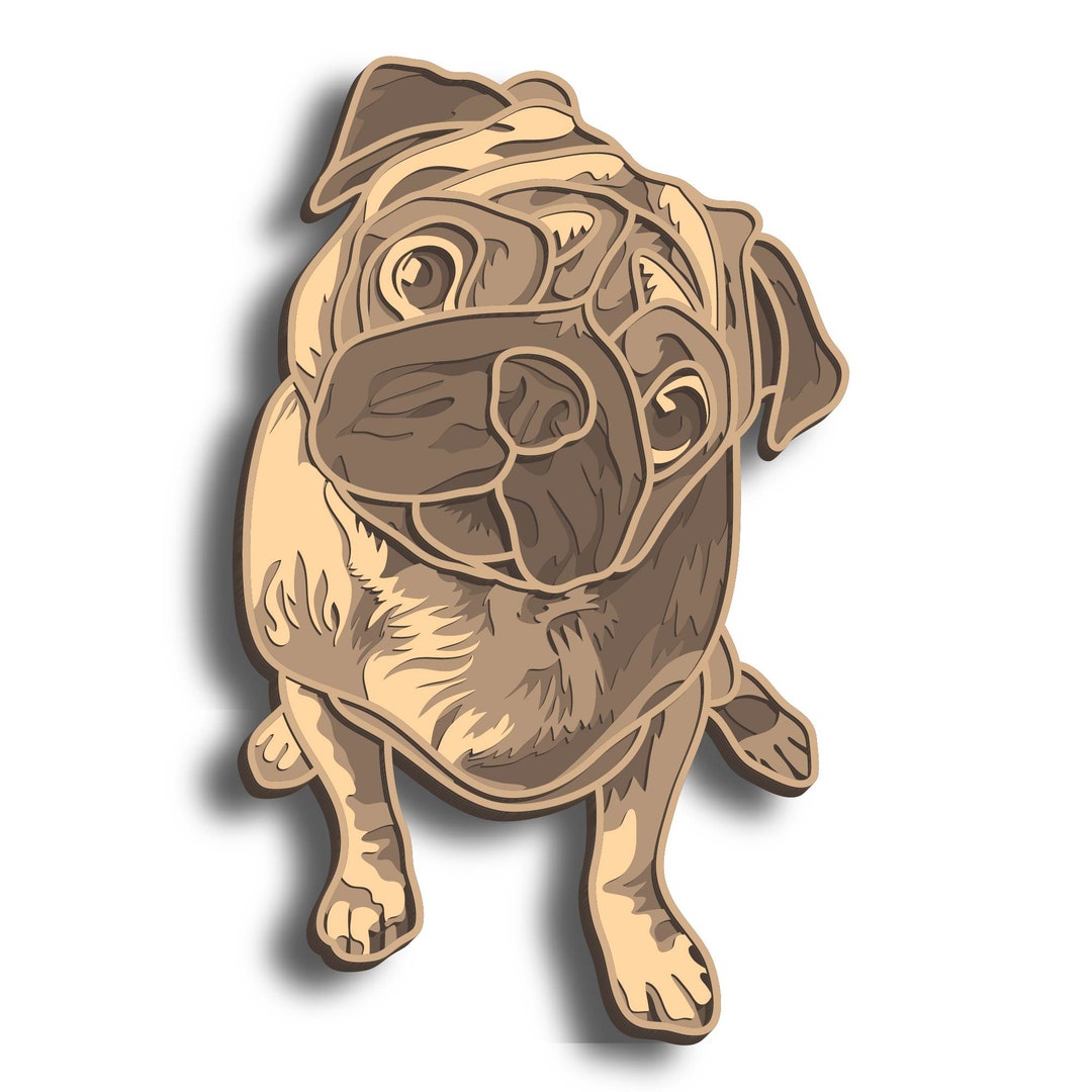 Pug Multilayer SVG, Digital File Pug Laser File, File for Paper Cutting ...