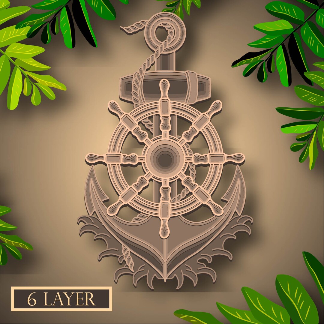 Anchor Multilayer SVG , Digital File Anchor 3D for Cutting Plywood ...