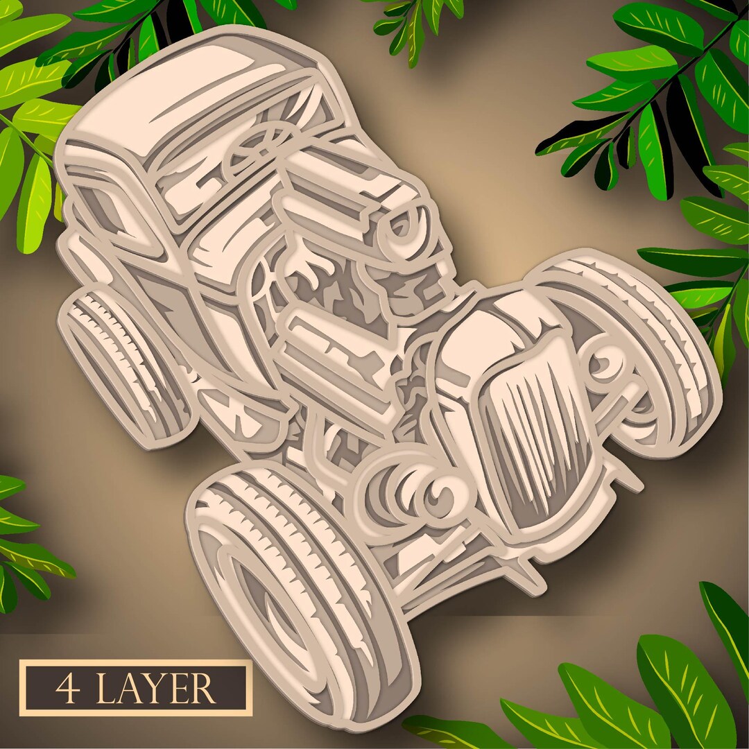 Vintage Car Multilayer SVG, Digital File Car Mandala 3D for Cutting ...