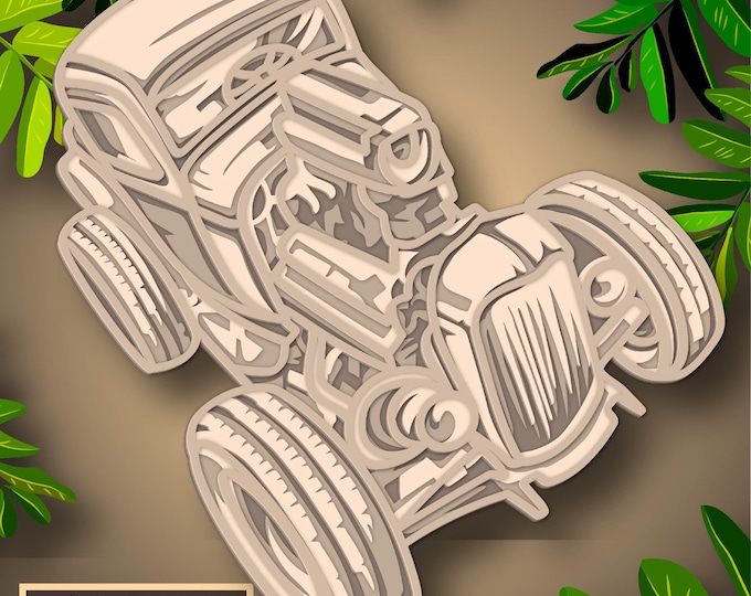 Vintage Car Multilayer SVG, Digital File Car Mandala 3D for Cutting ...