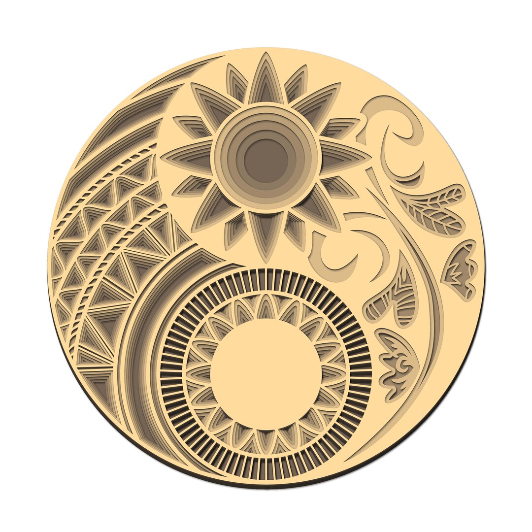 Yin Yang 3D Layered SVG, Digital File Yin Yang Mandala 3D for Cutting ...