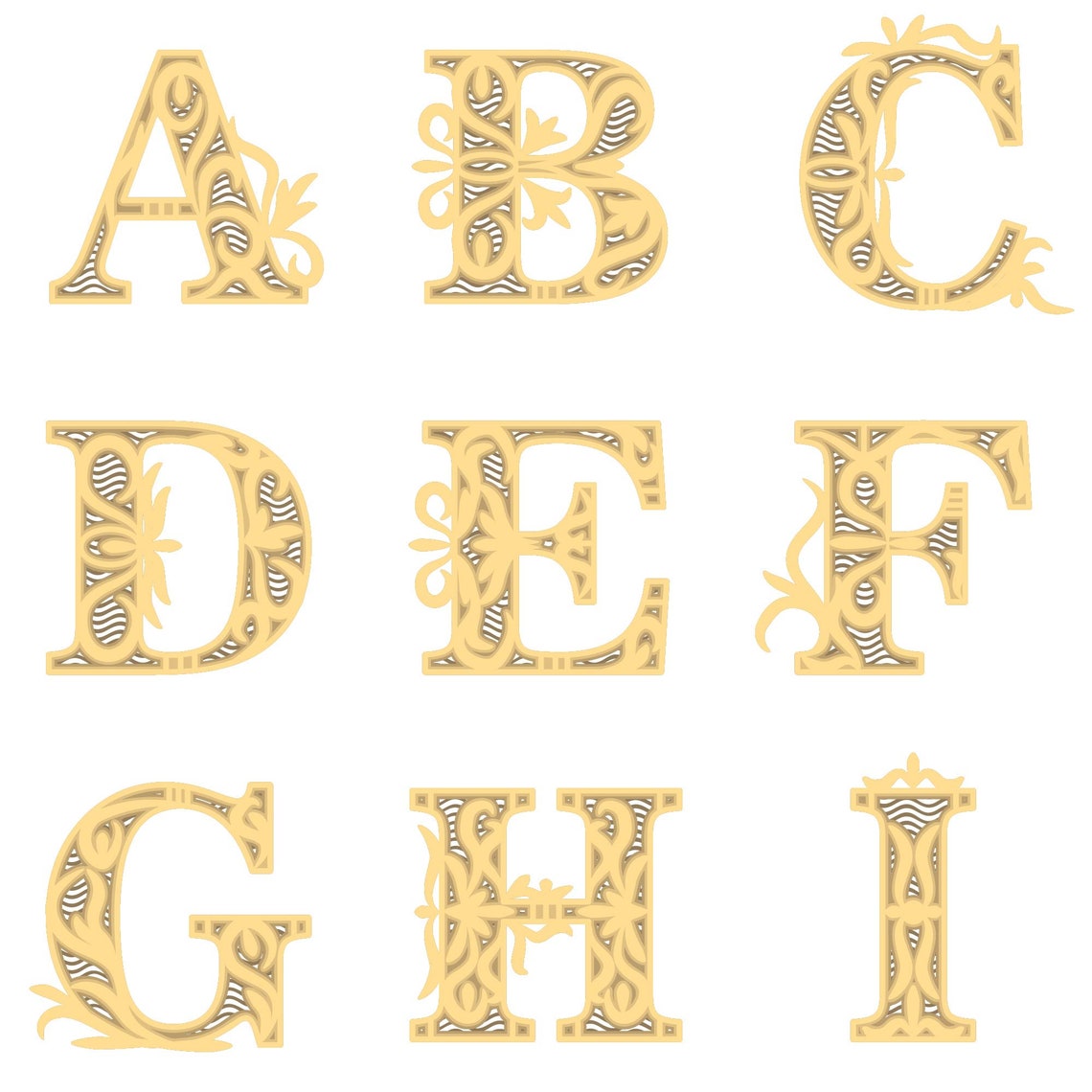 A-Z Alphabet Letters Mandala 3D Layered SVG Digital File A-Z - Etsy
