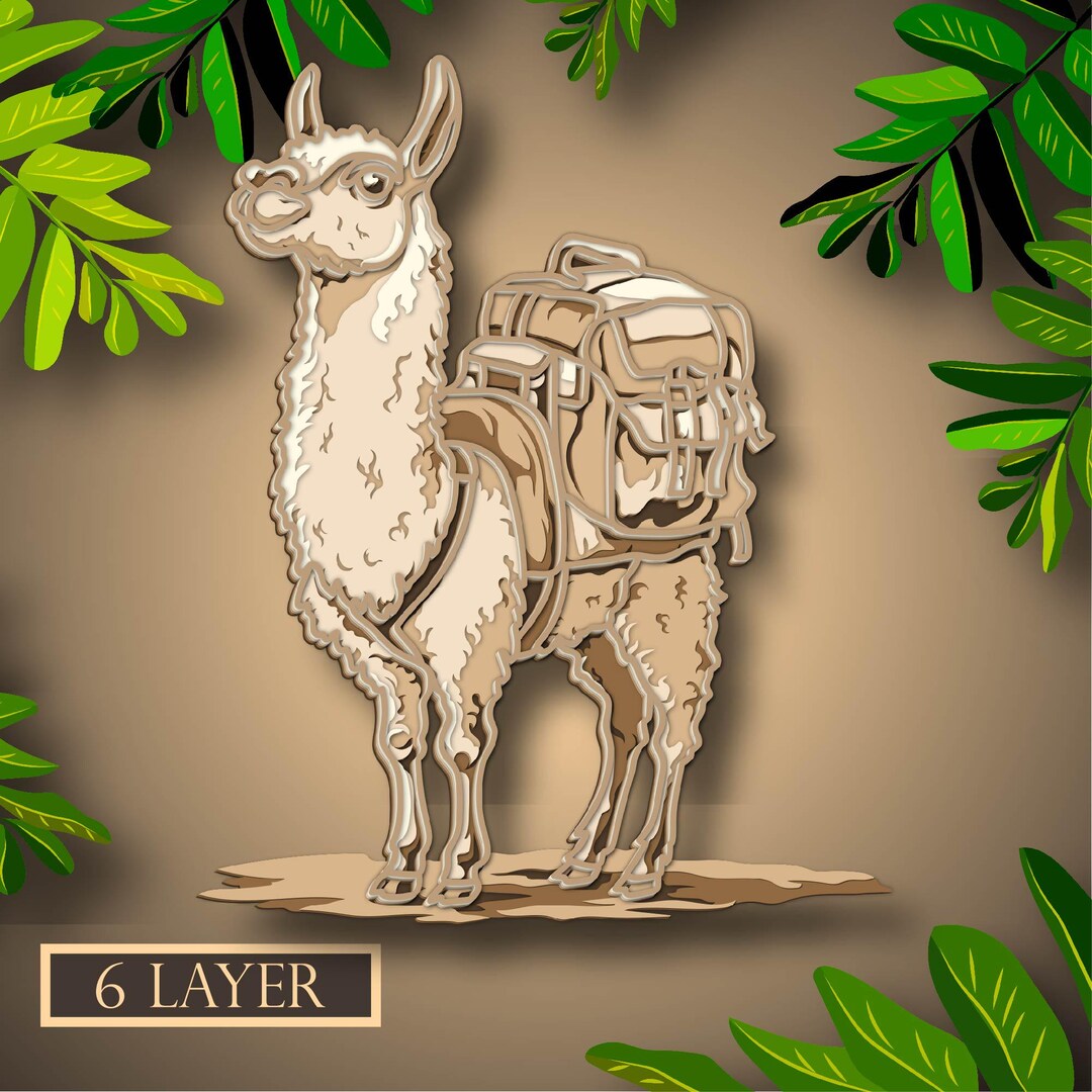 Lama Multilayer SVG, Digital File Lama 3d for Cutting Plywood, File for ...