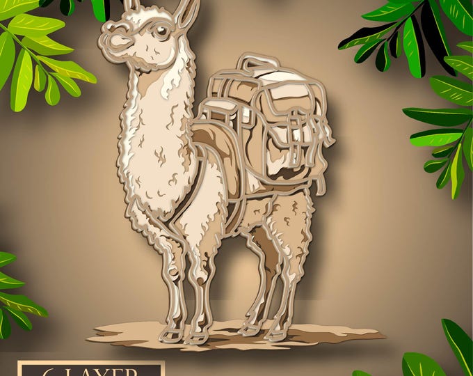 Lama Multilayer SVG, Digital File Lama 3d for Cutting Plywood, File for ...