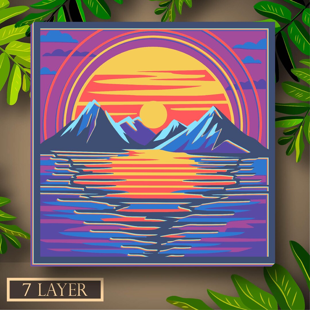 Sunset Multilayer SVG, Digital File Sunset Nature 3d for Cutting ...
