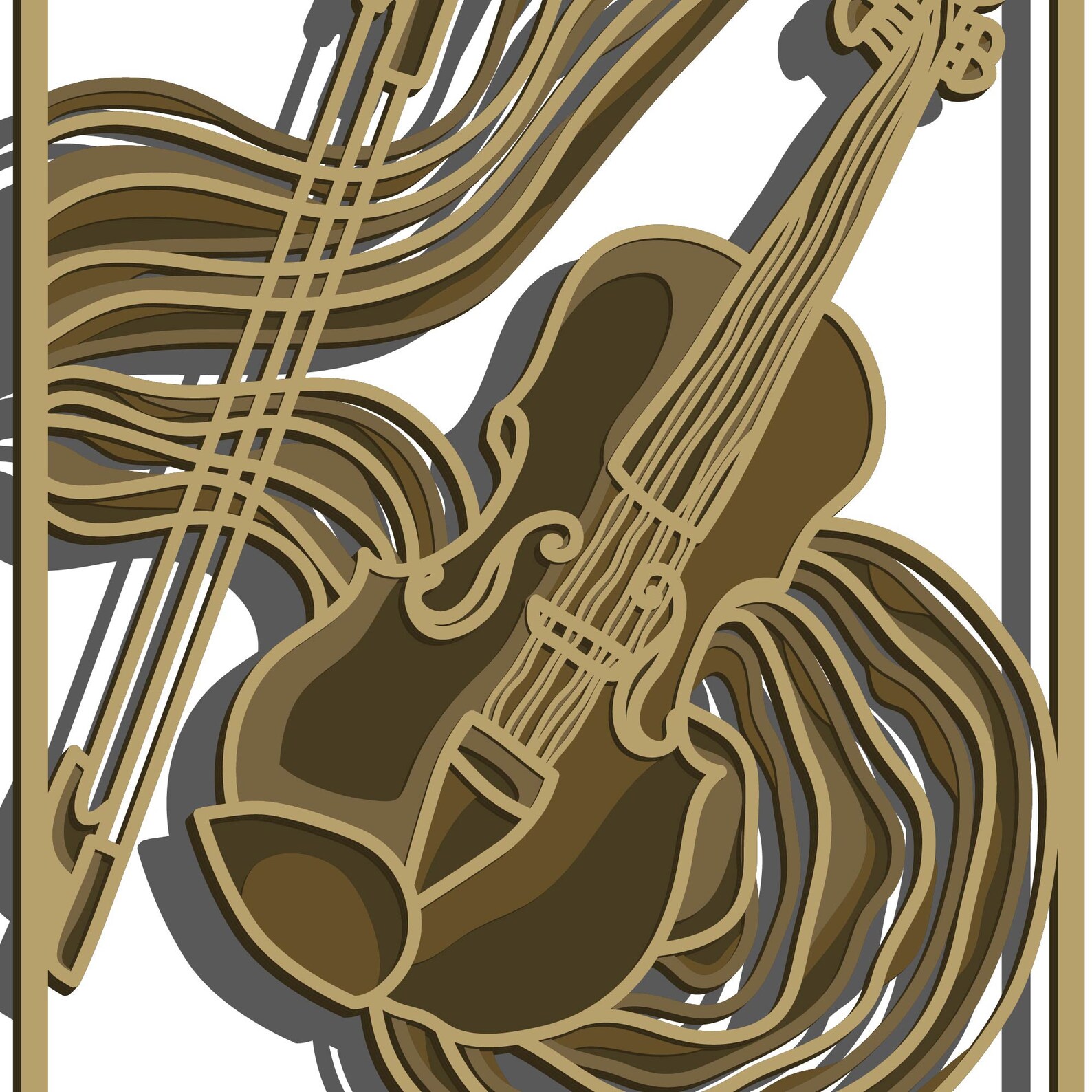 Violin Multilayer SVG Digital File Violin Mandala 3D for - Etsy