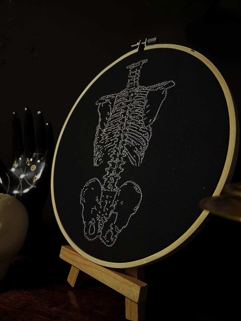 Skeletal Torso- Embroidery Hoop Wall Art, Dark Academia, Anatomy ...