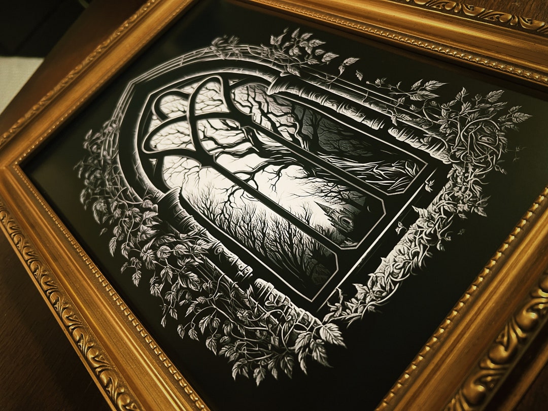 Gothic Arch Window Print, Gothic, Dark, Horror, Spooky, Art ...