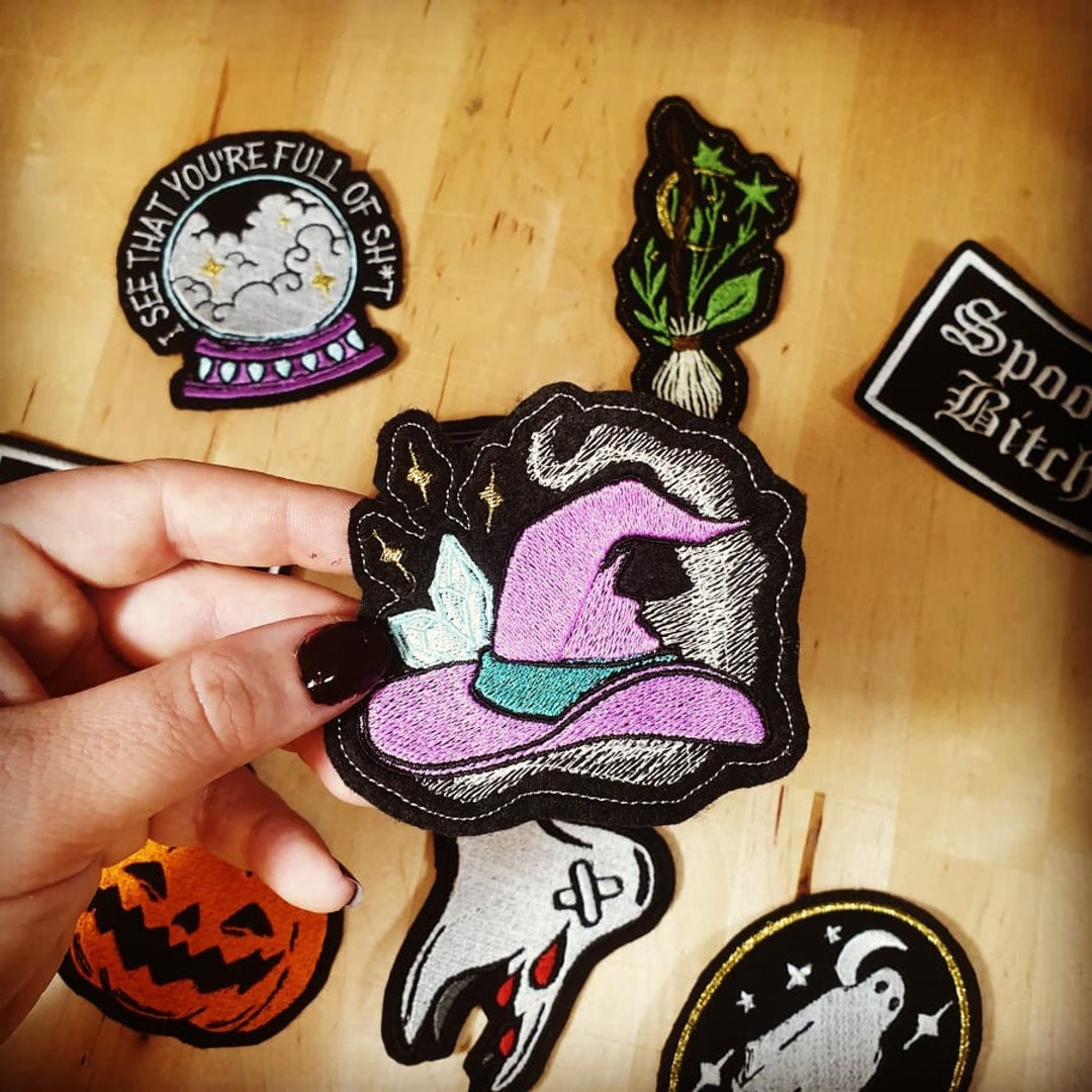Witches Hat Patch Embroidery Jacket Patches, Battle Jacket, Witches Hat ...
