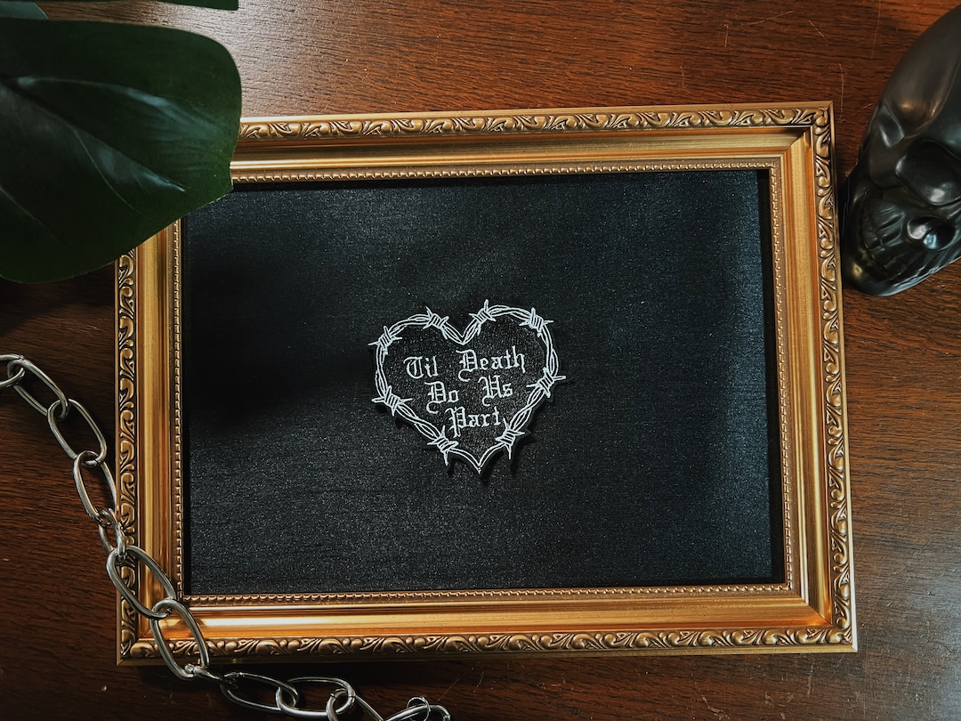 Til Death Do Us Part Barbed Heart Embroidery Jacket Patches, Battle ...