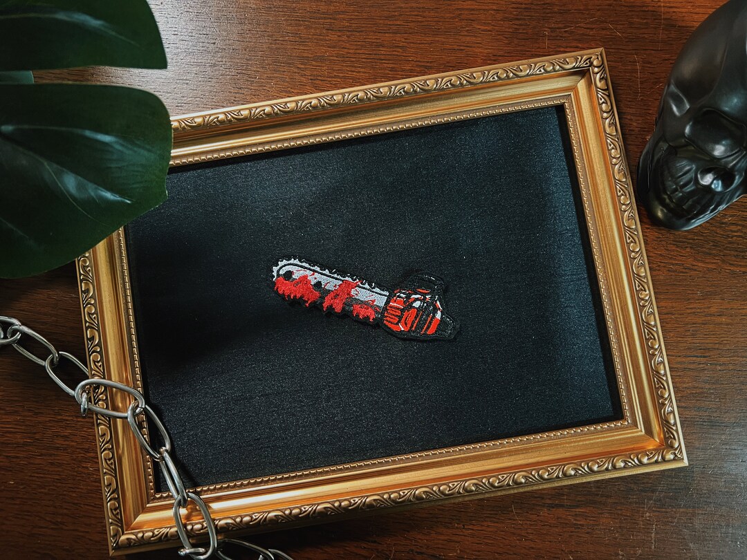 Bloodied Chainsaw Embroidery Jacket Patches, Battle Jacket, Horror, Scary, Gothic, True Crime ...