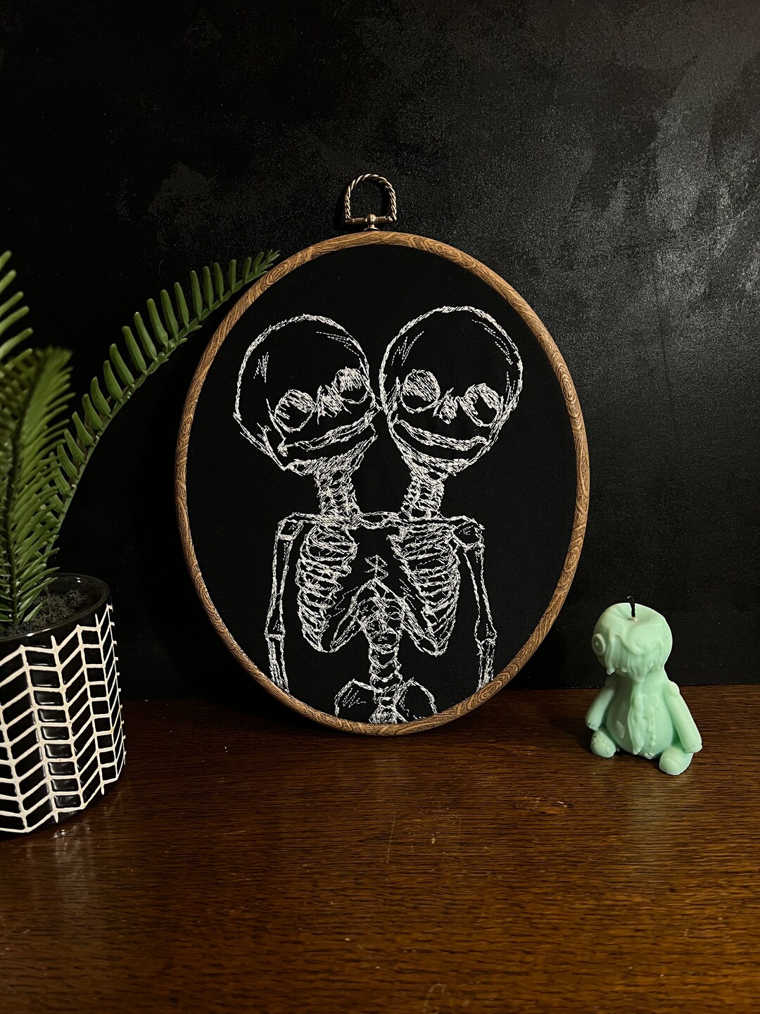 Conjoined Skeleton Embroidery Hoop Art, Gothic, Spooky , Home and ...