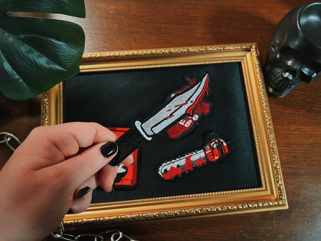 Bloodied Knife Embroidery Jacket Patches, Battle Jacket, Horror, Scary ...