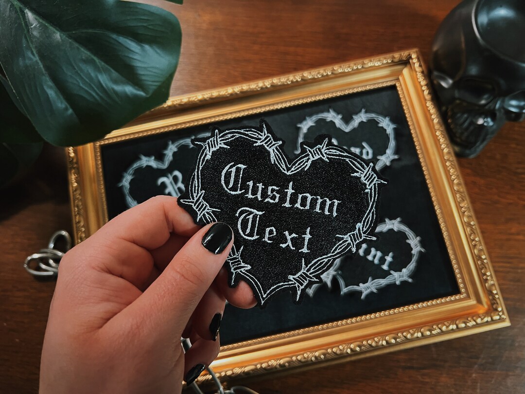 Custom Barbed Heart Embroidery Jacket Patches, Battle Jacket, Horror ...