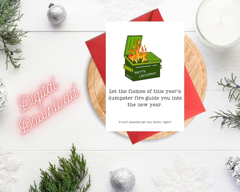 Christmas Card / Funny / Dumpster Fire / 5x7 - Etsy