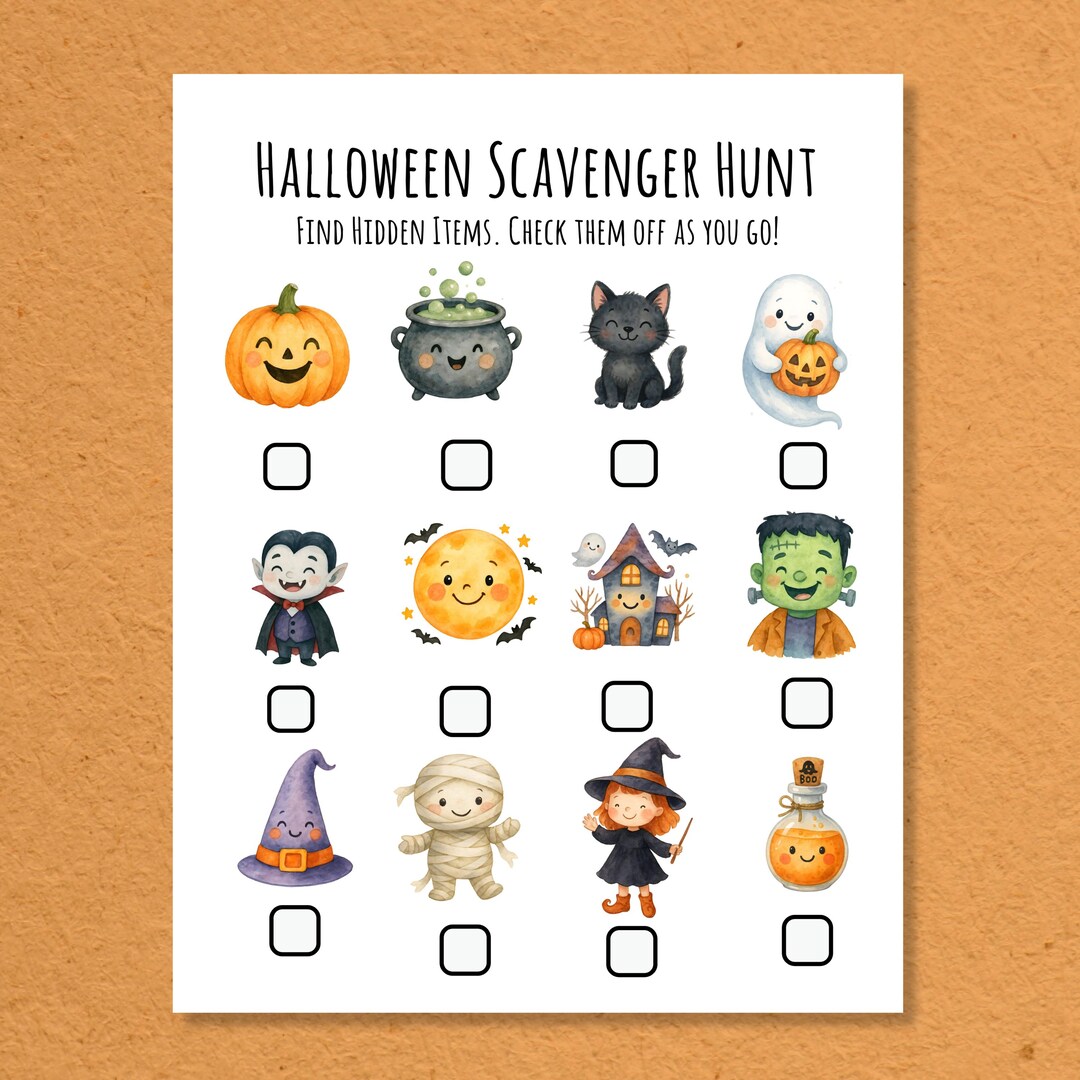 Halloween Scavenger Hunt Printable for Little Kids, Cute Preschool ...