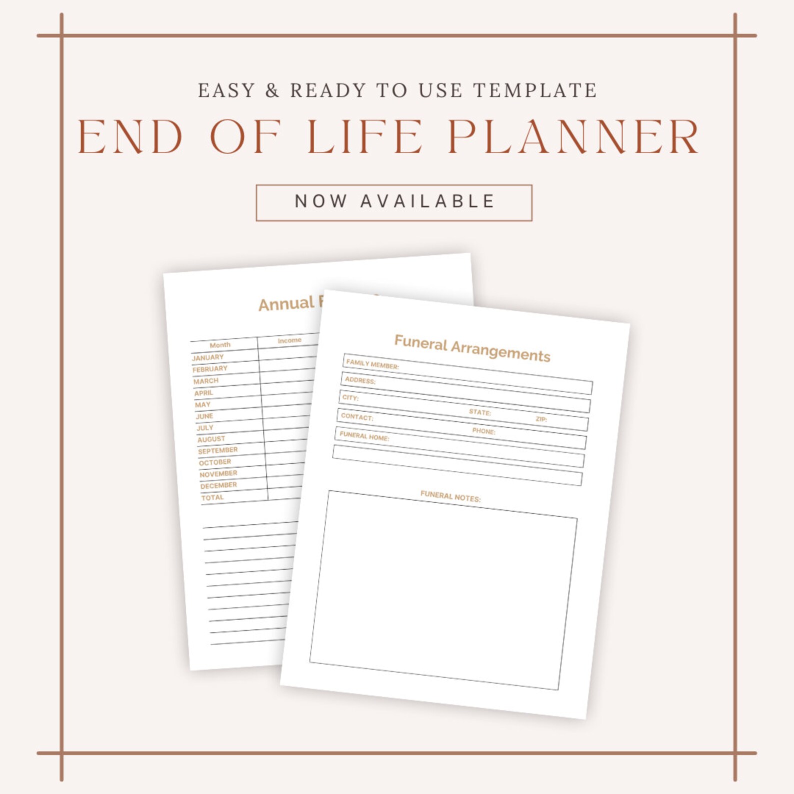 Printable End of Life Planner, Final Preparations, Funeral Planning ...