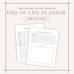 Printable End of Life Planner, Final Preparations, Funeral Planning ...