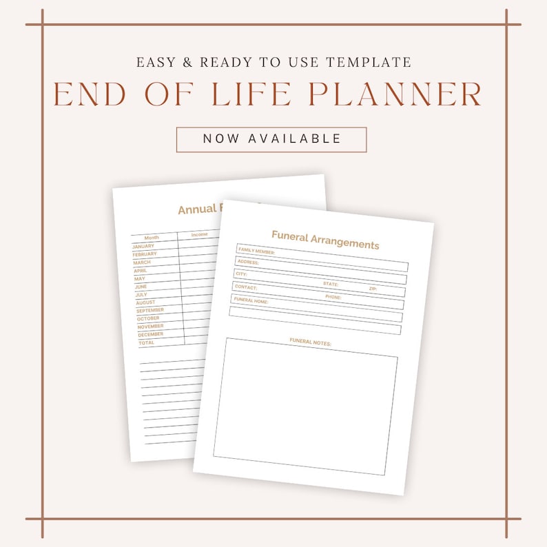 Printable End of Life Planner, Final Preparations, Funeral Planning ...