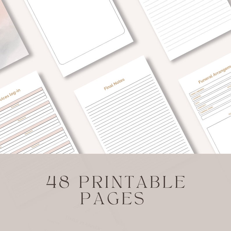 Printable End of Life Planner, Final Preparations, Funeral Planning ...