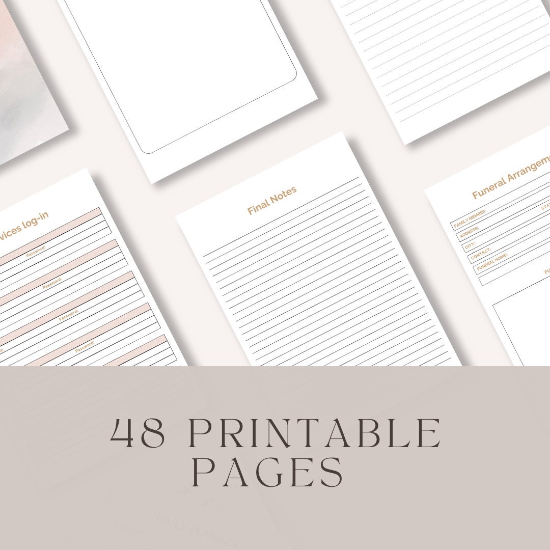 Printable End of Life Planner, Final Preparations, Funeral Planning ...