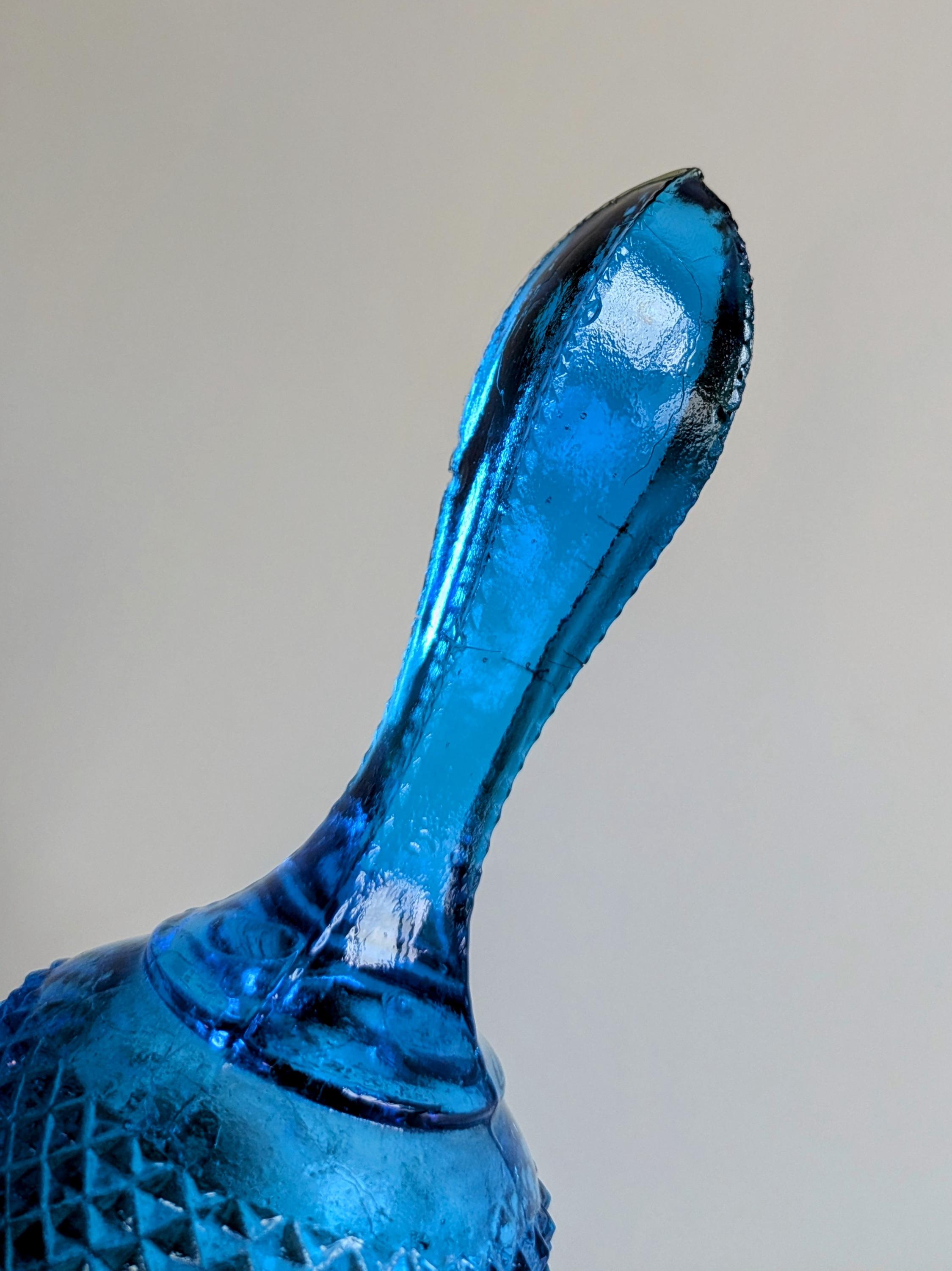 Vintage Fenton Blue Pressed Glass Bell, English Diamond Point and ...