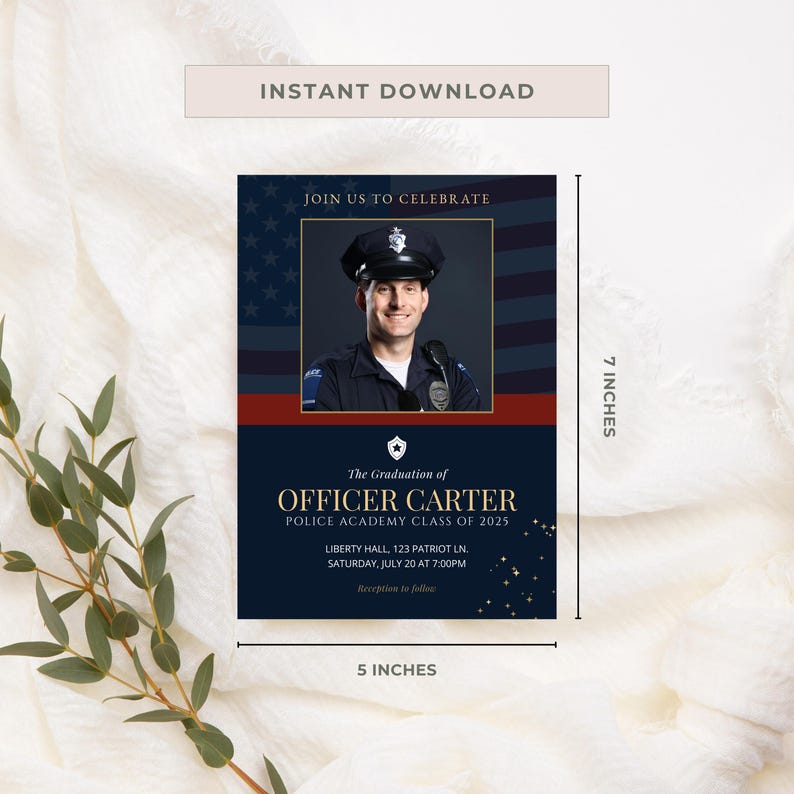 Police Academy Graduation Invitation: Customizable Canva Template ...