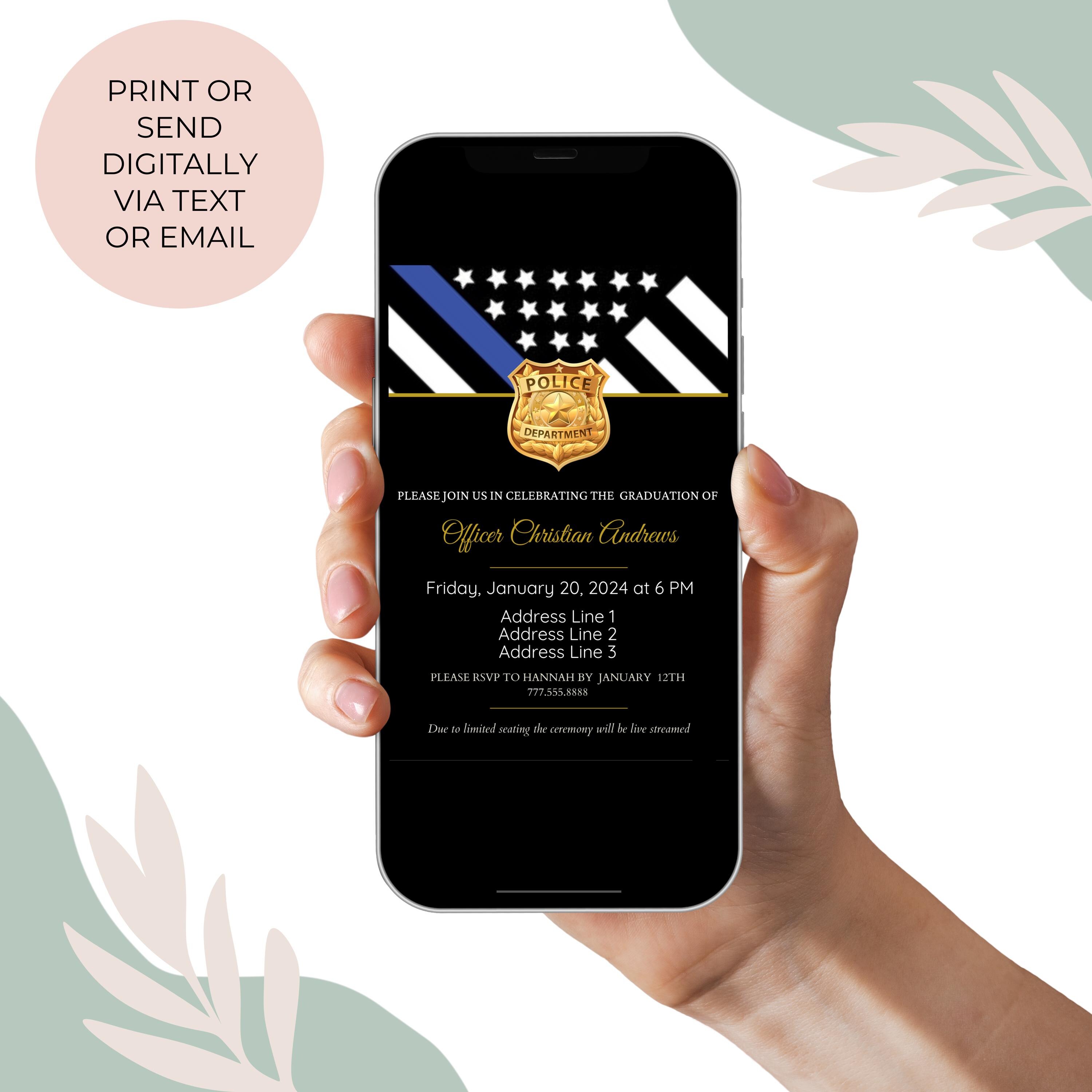 Police Officer Graduation Invitation: Cops, Sheriff Deputy, State ...