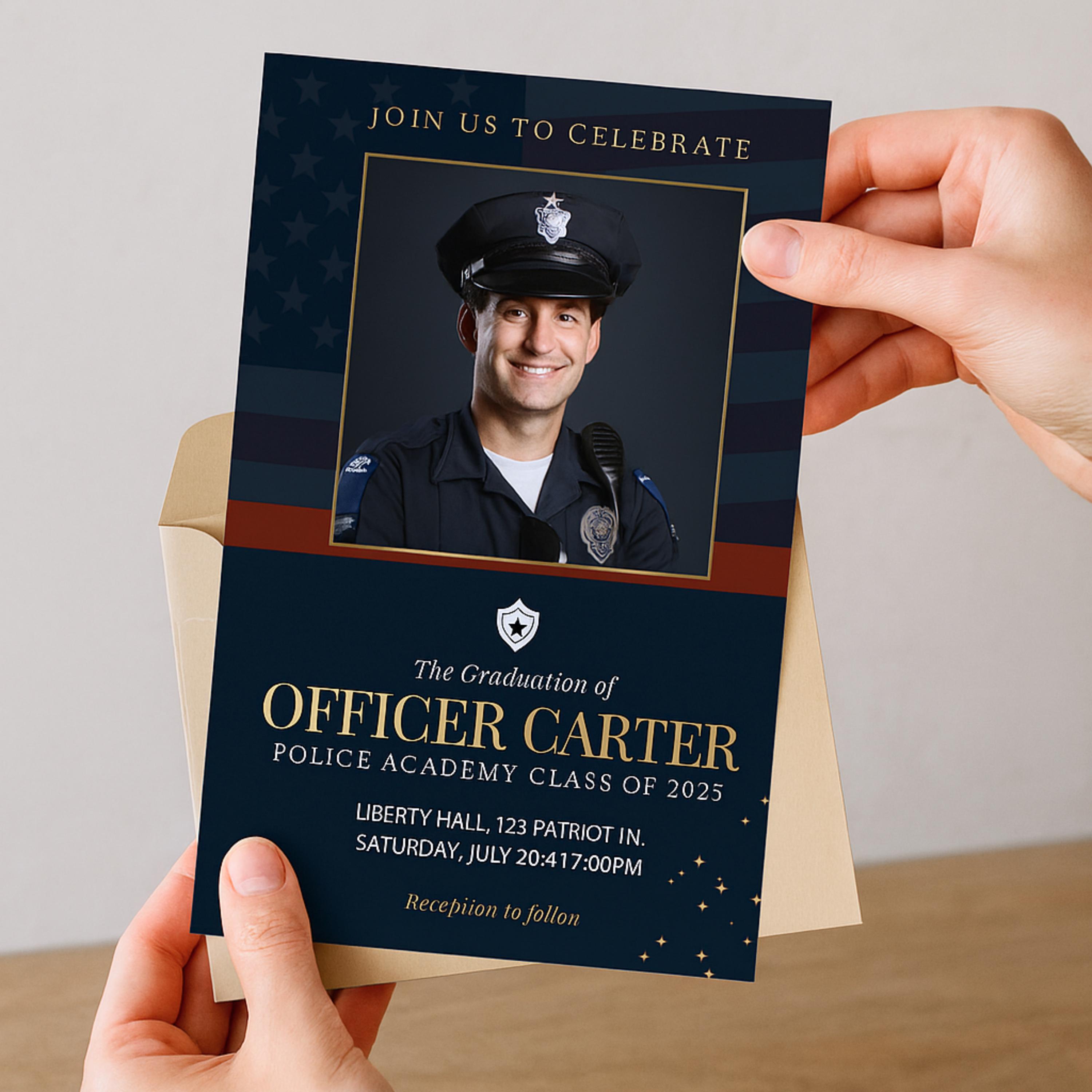 Police Academy Graduation Invitation: Customizable Canva Template ...