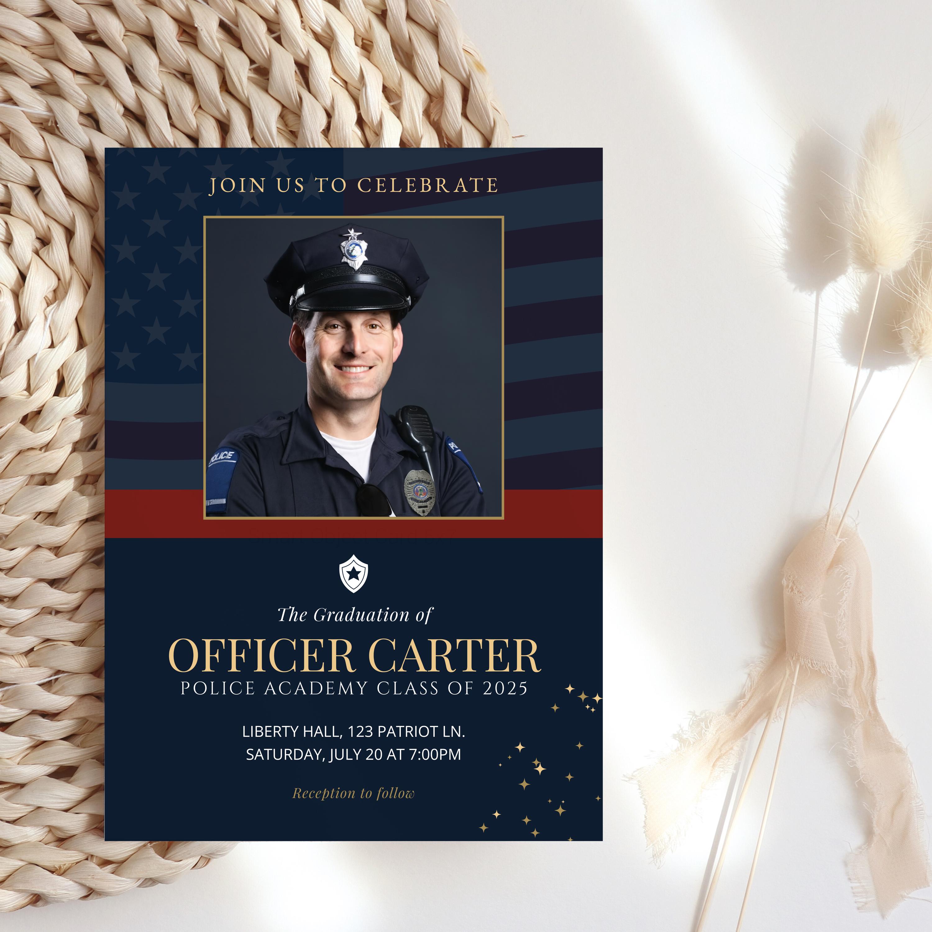 Police Academy Graduation Invitation: Customizable Canva Template ...