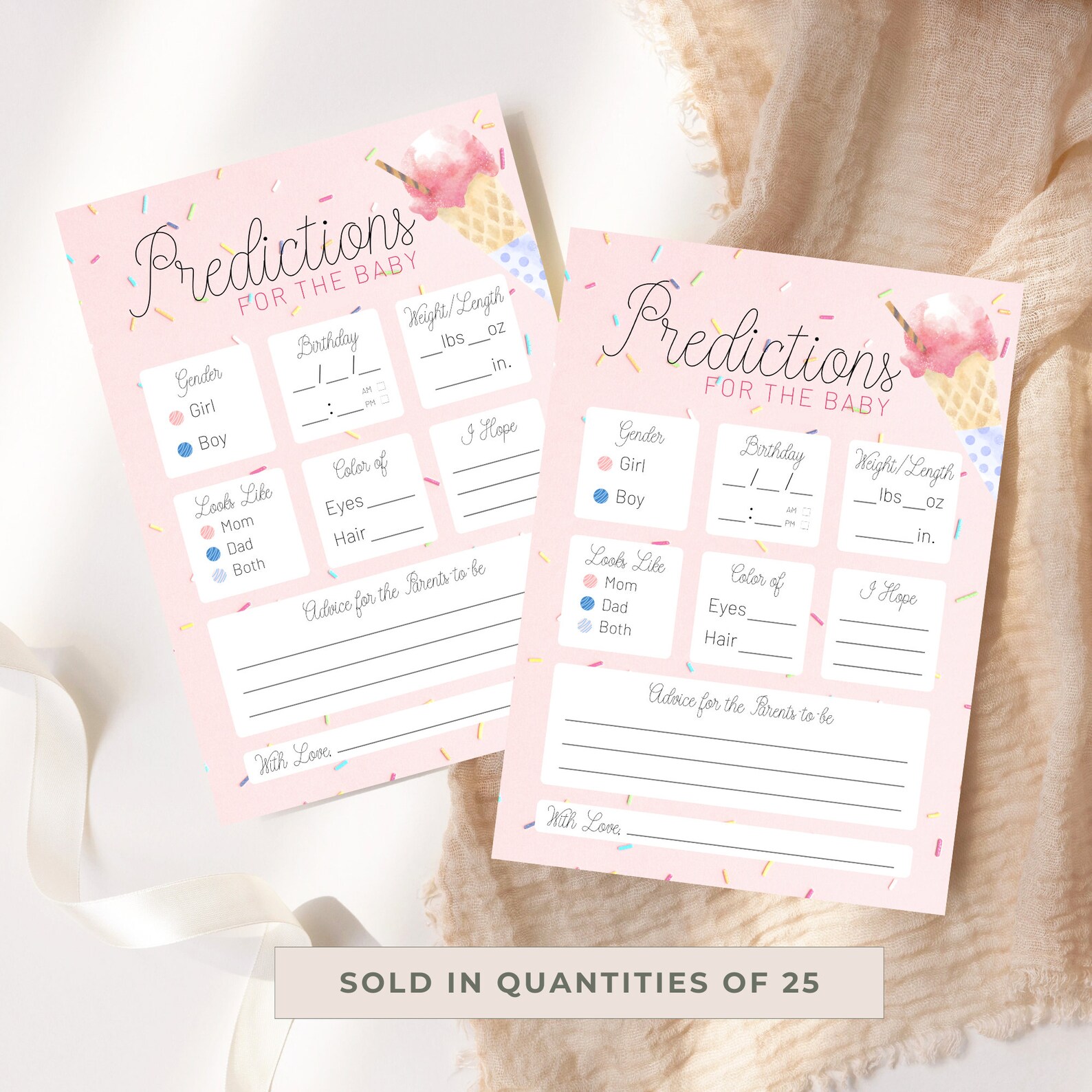 Printed Gender Prediction Game: Ice Cream Baby Shower Activity - Etsy